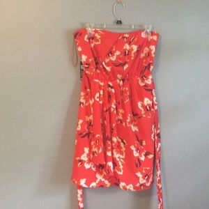 Express | Dresses | Nwt Express Red Floral Strappless Aline Dress ...